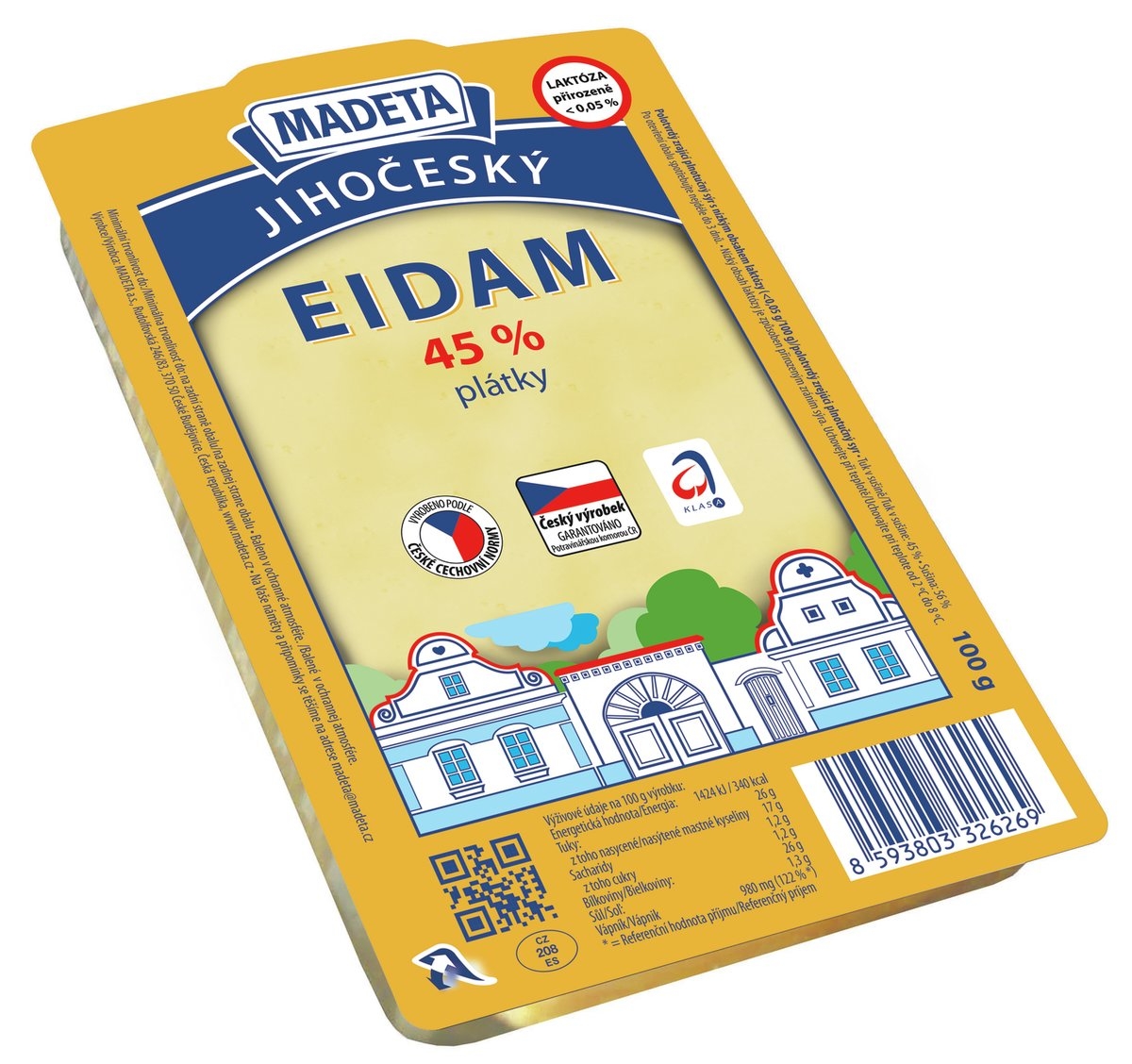 CHEESE EDAM 45% 100G SLICES | MADETA a.s.