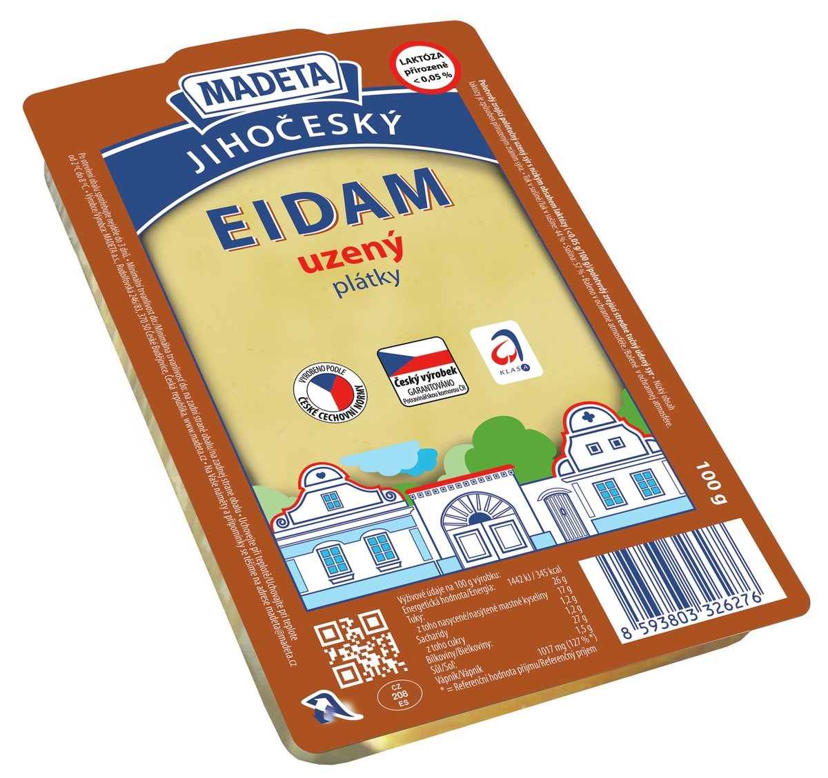 CHEESE EDAM SMOKED 44% 100G SLICES | MADETA a.s.